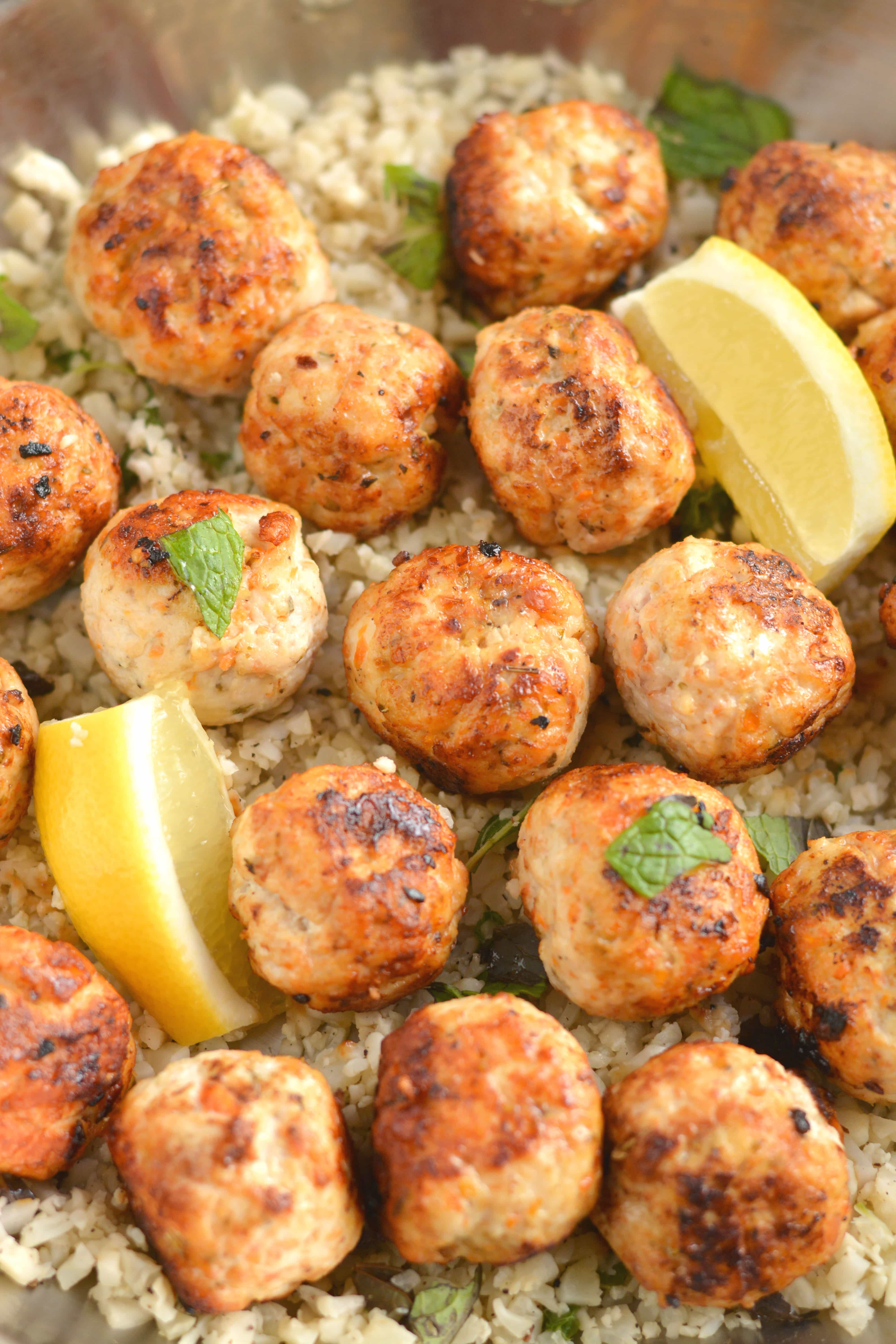 Easy Carrot Meatballs With Mint Cauliflower Rice