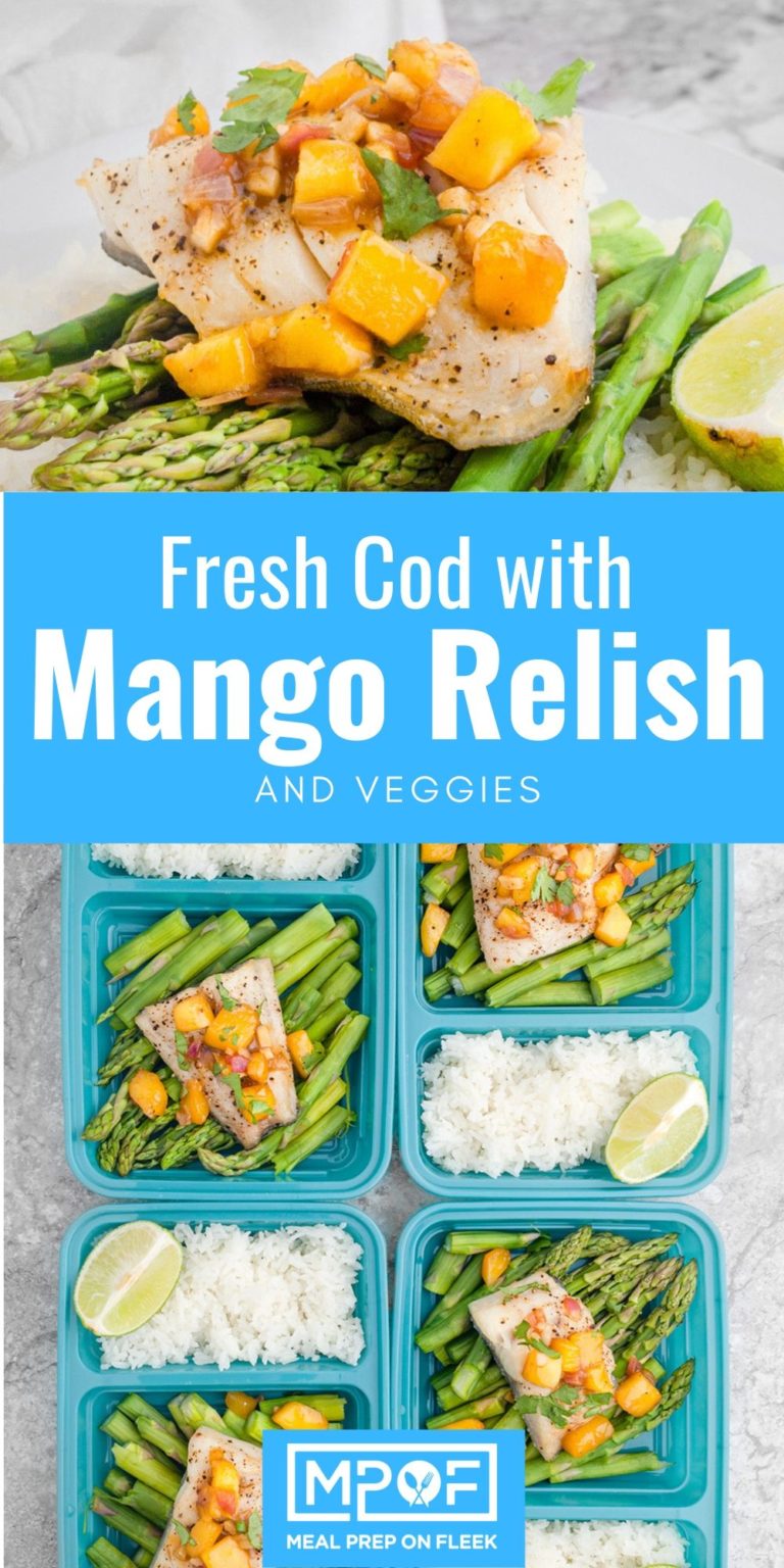 Broiled Cod with Mango Relish and Veggies