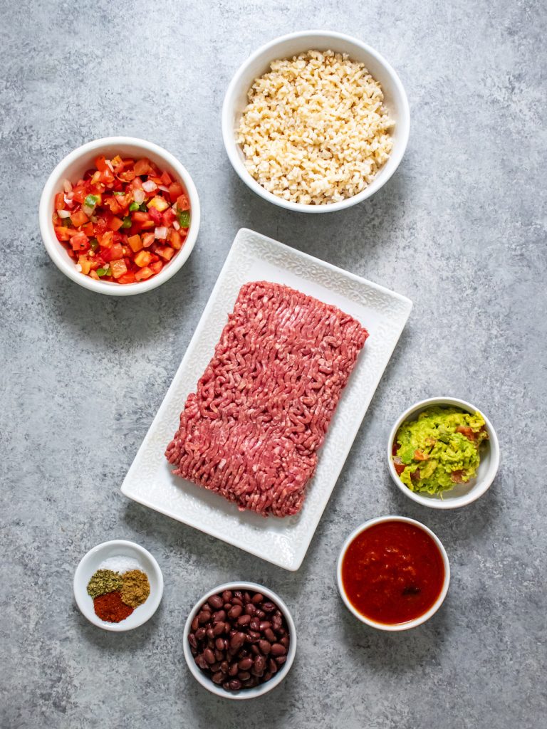 Loaded Lean Beef Burger Bowls